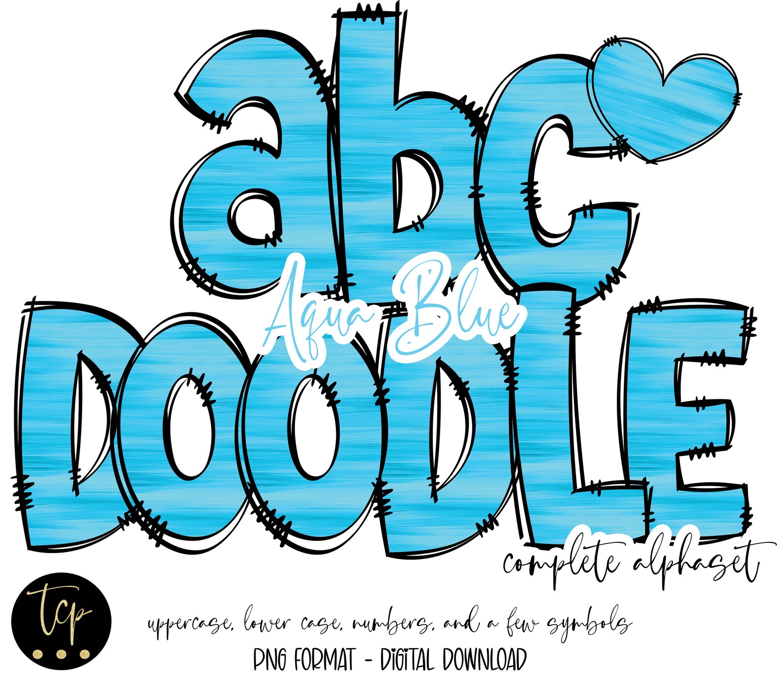 Aqua Blue Doodle Letters PNG Alphabet Bundle (digital Download) - Etsy