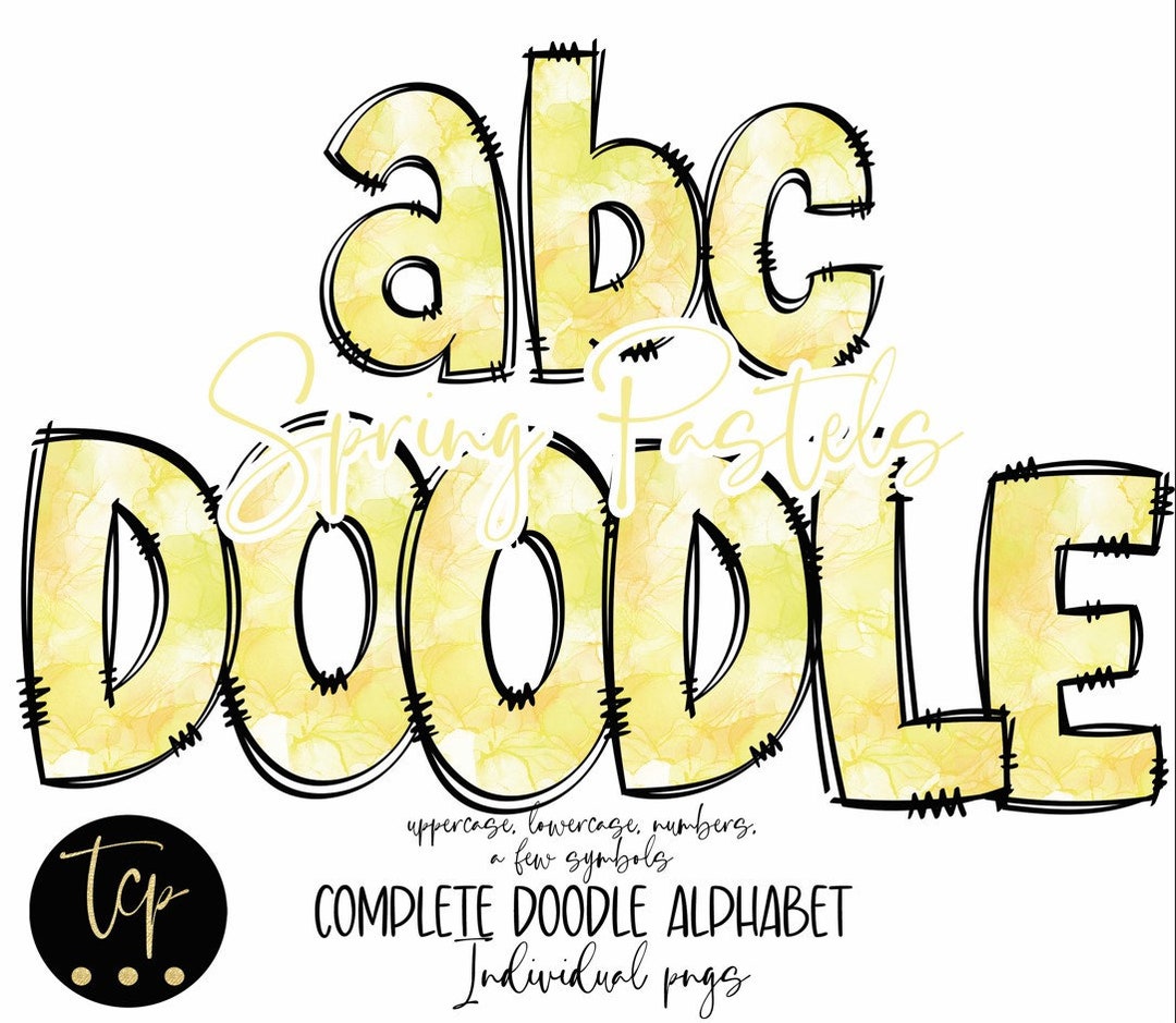 Doodle Letters PNG Alphabet Bundle, Hand Drawn Alpha Pack, Digital ...