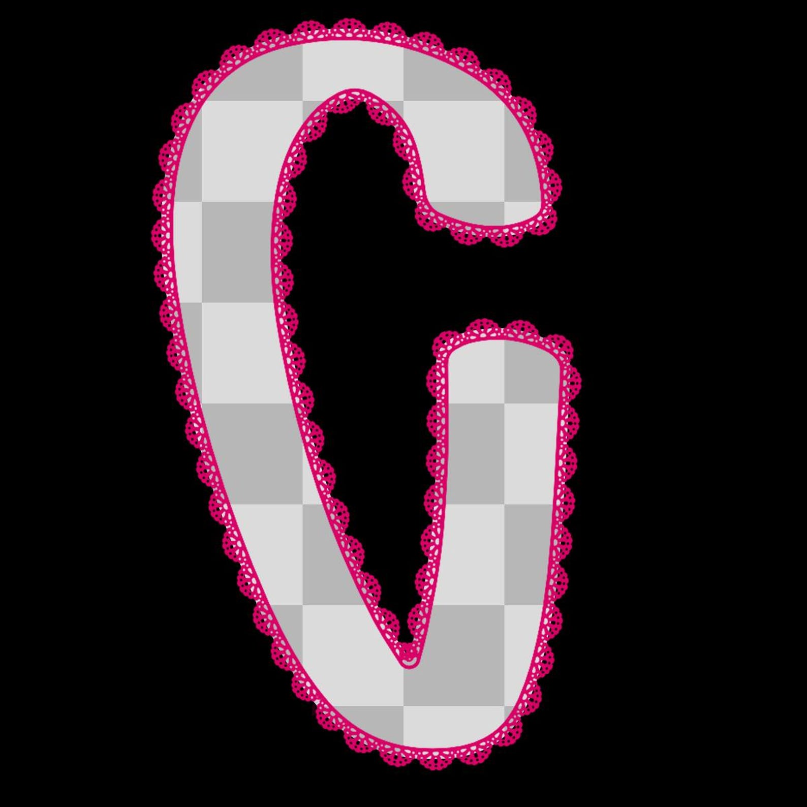 Lace Retro Alphabet PNG Bundle: Hot Pink, Grey, and Black, Checkered ...