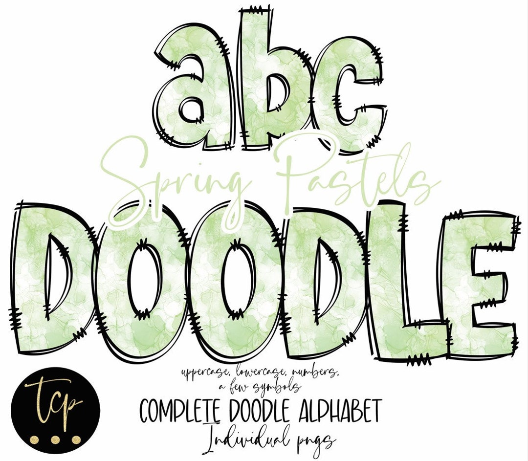 Doodle Letters PNG Alphabet Bundle, Hand Drawn Alpha Pack, Digital ...