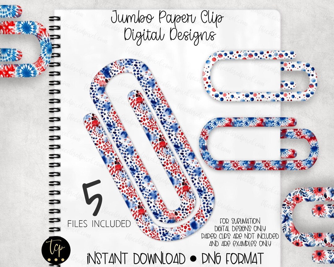 Jumbo Paper Clip Design Bundle: Fourth of July PNG Patterns (digital ...