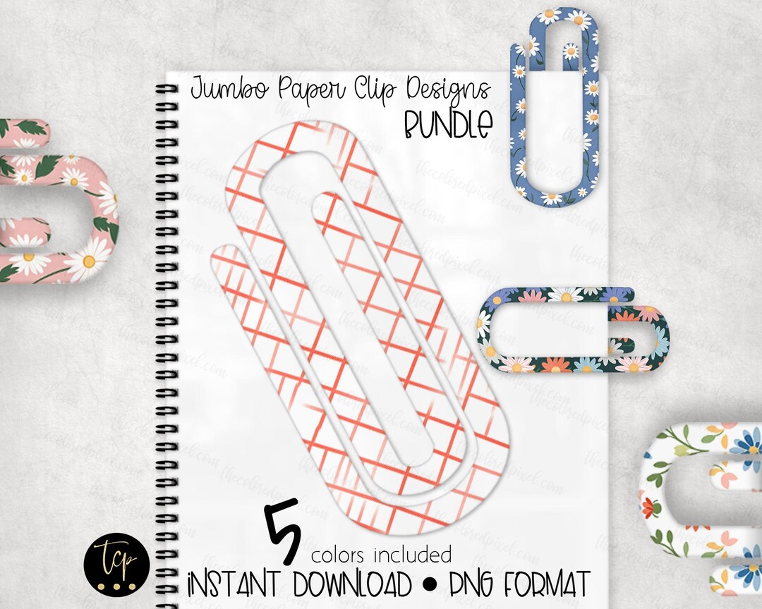 Jumbo Big Paper Clip Design Bundle (5), Paperclips, Digital Sublimation ...