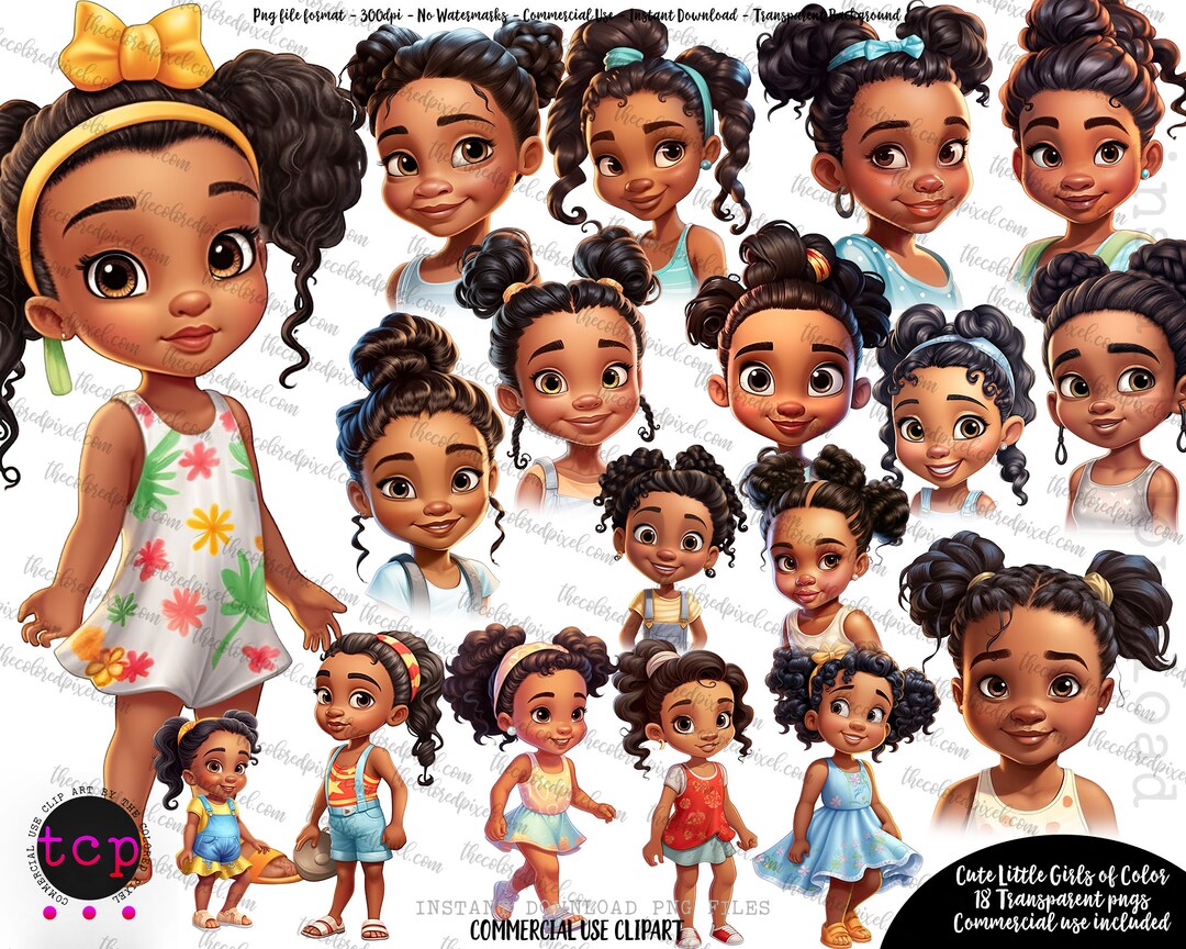 Little Black Girl Png Clipart, Cute Cartoon Black Girl PNG Clipart ...