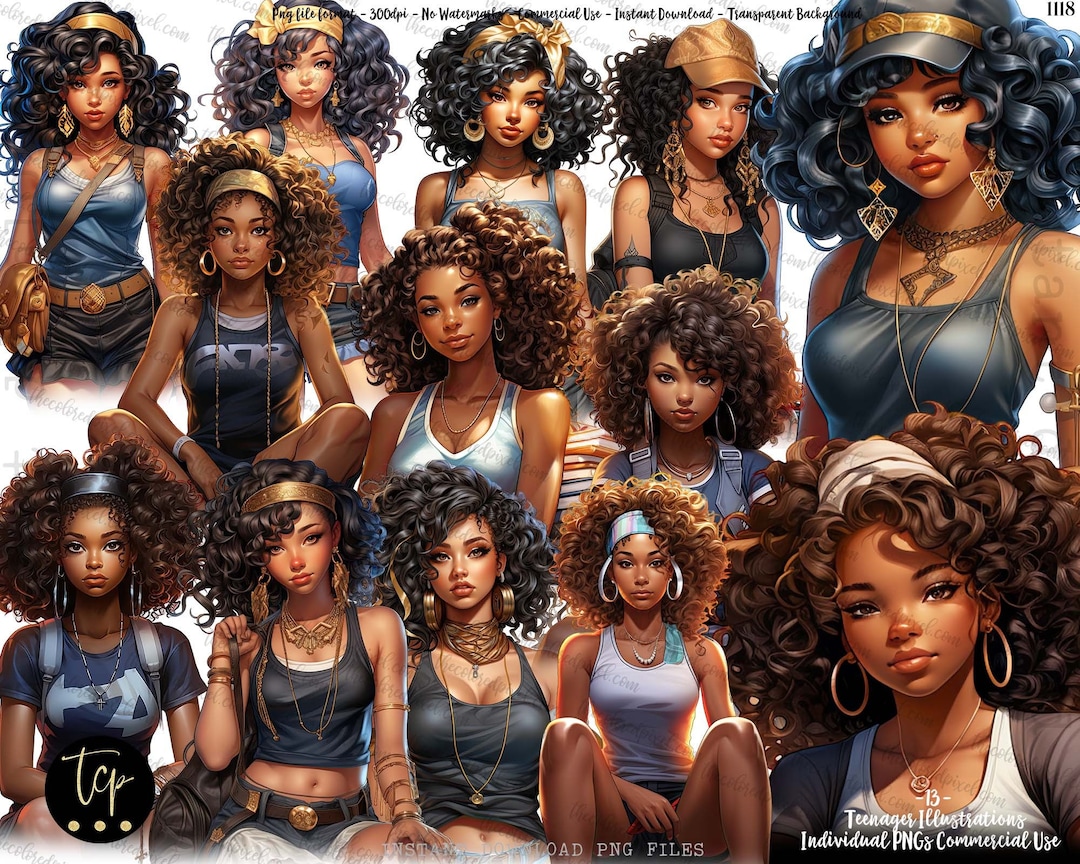 Hispanic Women Clipart, Teenage Girls of Color Clipart, Light Skin ...