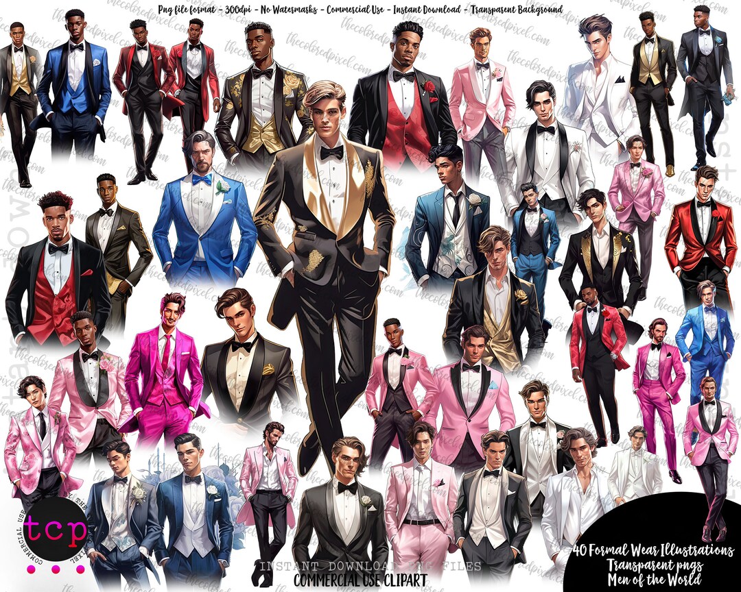 Tuxedo Gentlemen Clipart: Formal Wear PNG (digital Download) - Etsy