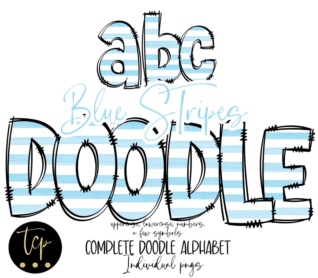 Doodle Letters PNG Alphabet Bundle, Hand Drawn Alpha Pack, Digital ...