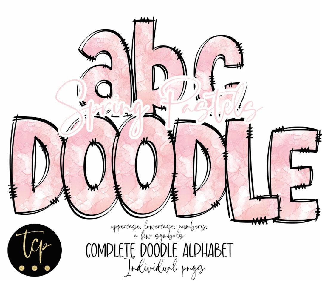 Doodle Letters PNG Alphabet Bundle, Hand Drawn Alpha Pack, Digital ...
