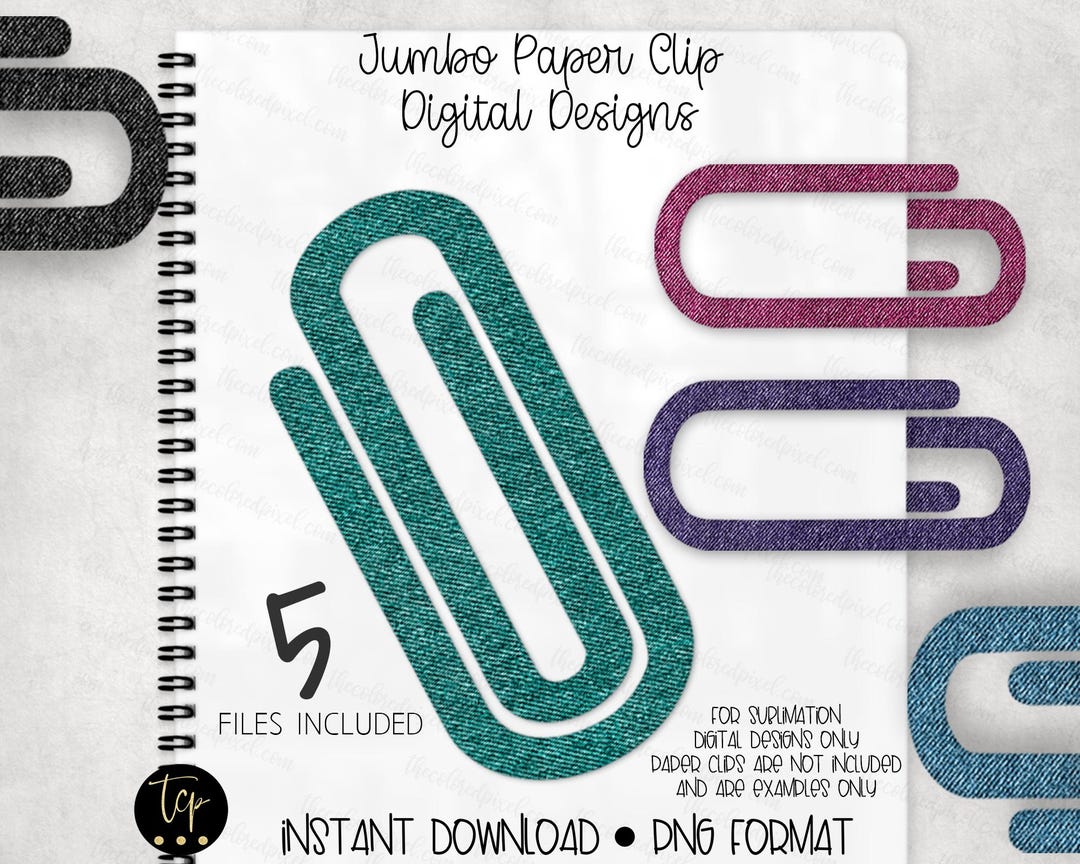 Jumbo Big Paper Clip Design Bundle (5), Paperclip, Digital Sublimation ...