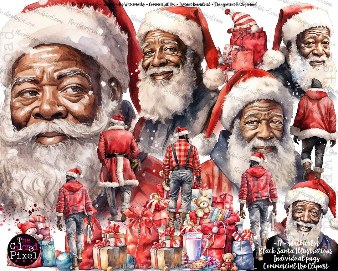 African American Santa Clipart, Black Santa Clipart, African American ...