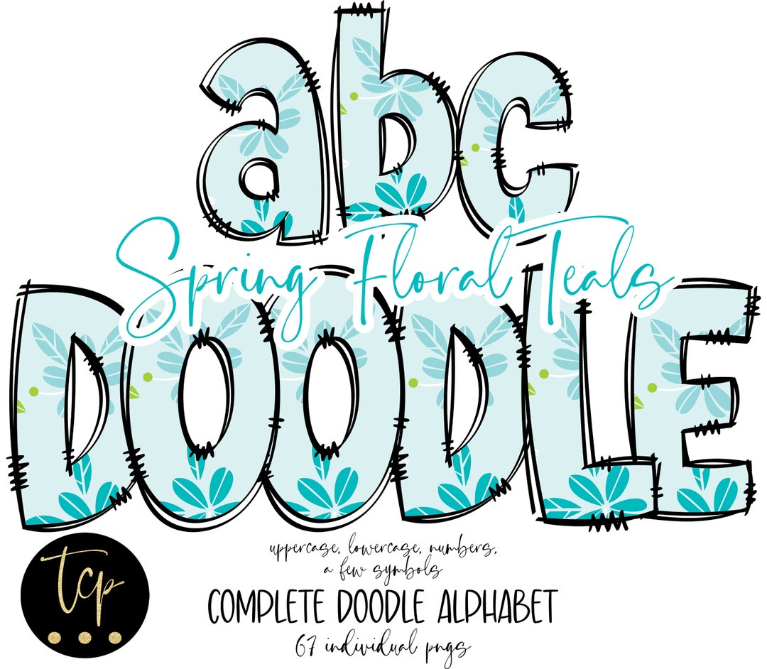 Doodle Letters PNG Alphabet Bundle, Hand Drawn Alpha Pack, Digital ...