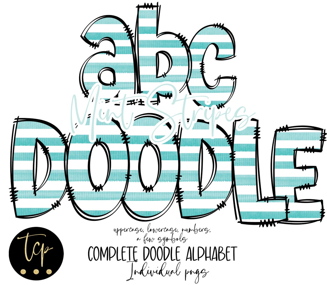 Doodle Letters PNG Alphabet Bundle, Hand Drawn Alpha Pack, Digital ...