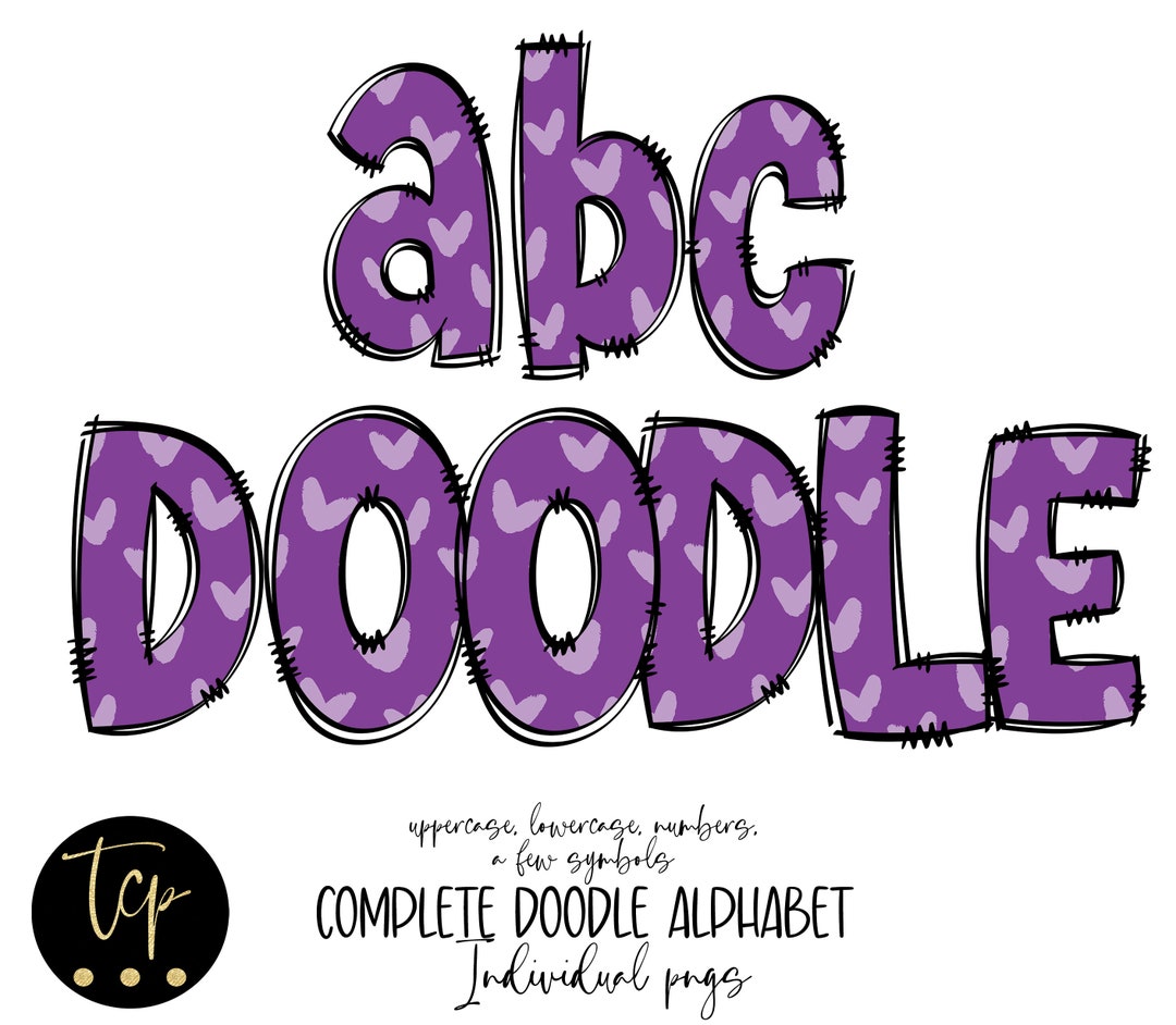 Doodle Letters PNG Alphabet Bundle, Hand Drawn Alpha Pack, Digital ...