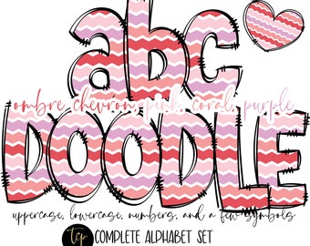 Doodle Letters PNG Alphabet Bundle, Hand Drawn Alpha Pack, Digital ...