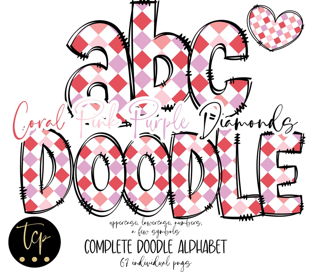 Doodle Letters PNG Alphabet Bundle, Hand Drawn Alpha Pack, Digital ...