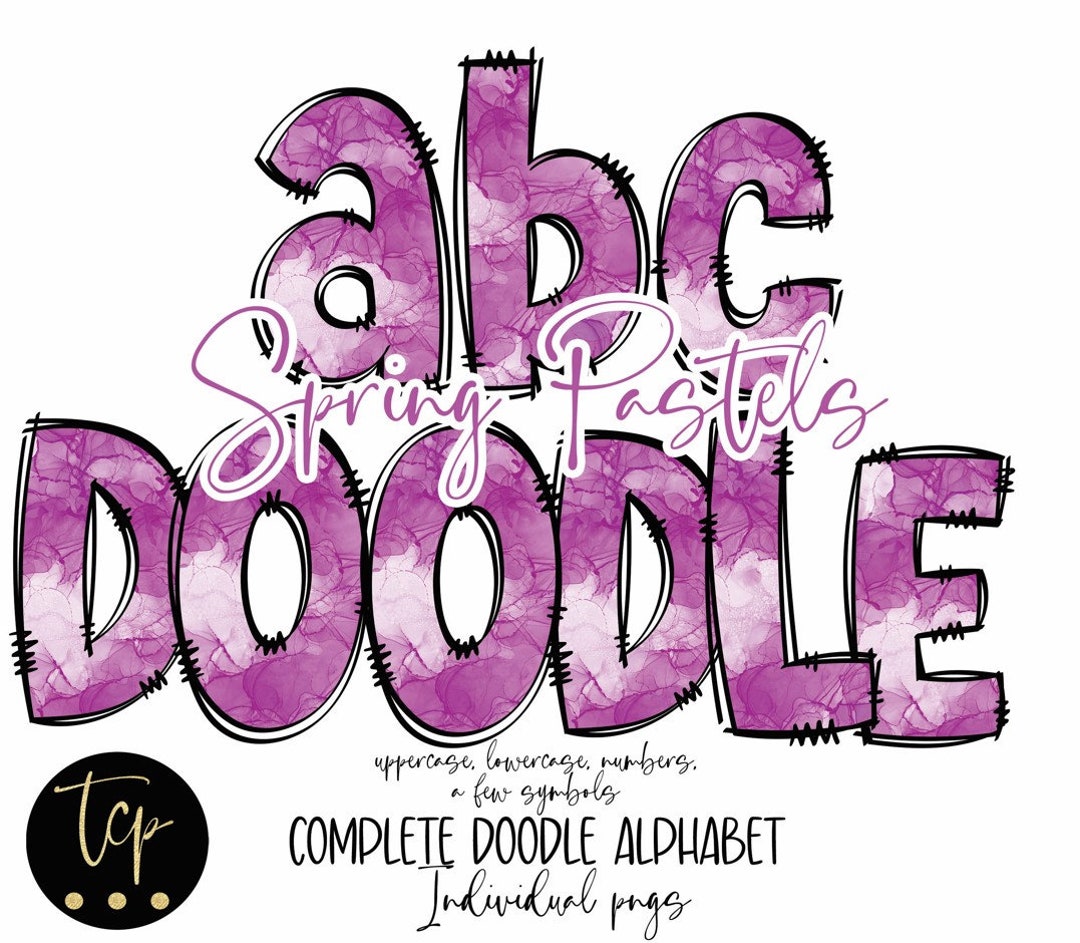 Doodle Letters PNG Alphabet Bundle, Hand Drawn Alpha Pack, Digital ...