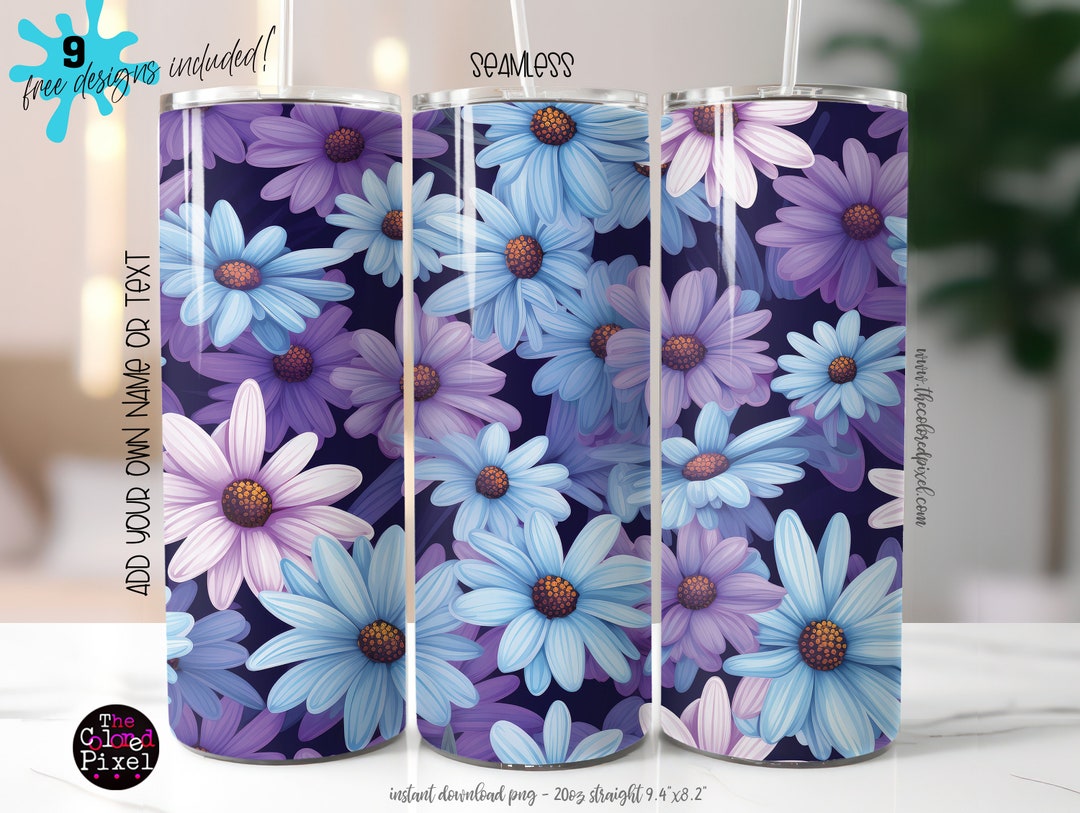 Daisy Tumbler Wrap Png, Seamless 20oz Tumbler Sublimation Wrap, 20oz ...