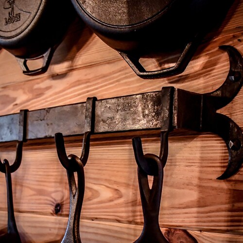 Hand Forged Metal Wall Mounted Pot Rack Antique/vintage Look - Etsy