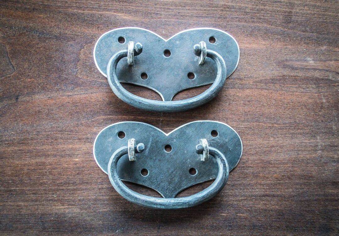Hand Forged Chest Handles, Heart Plate, Set of 2 - Etsy