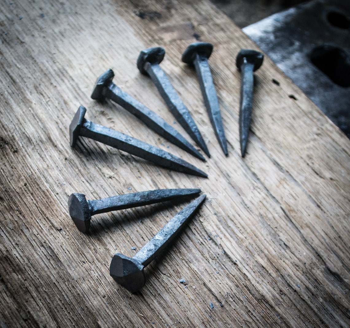 Hand Forged Square Rose Head Nails Set of 4 - Etsy