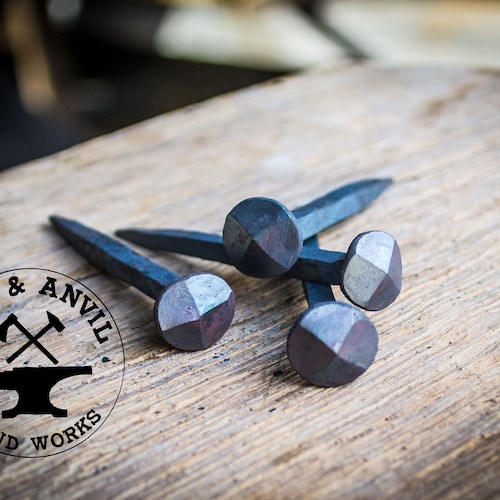 Hand Forged Square Rose Head Nails Set of 4 - Etsy