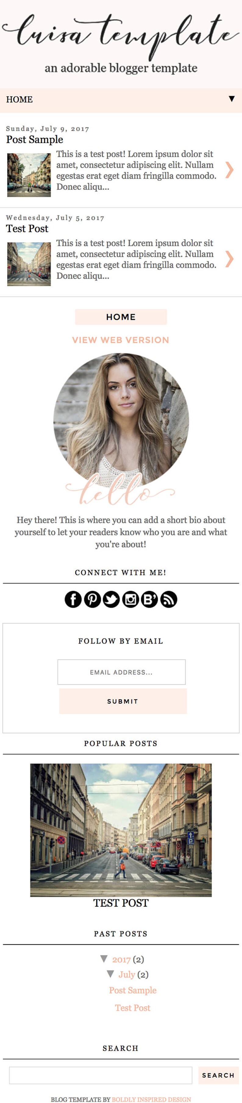 Blogger Template - Luisa, Blog Design Template, Blogger Theme, Mobile ...