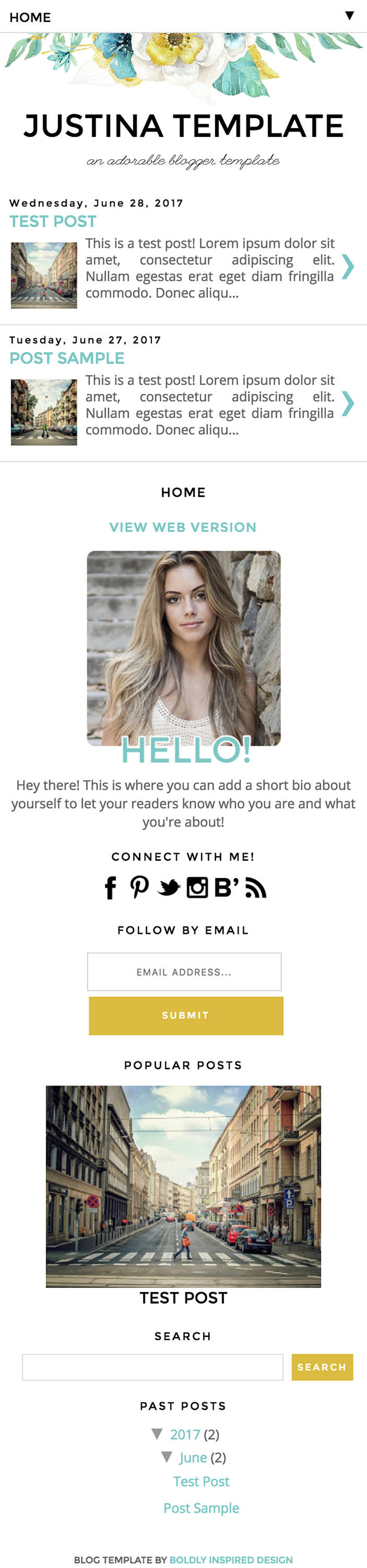 Blogger Template - Justina, Blog Design Template, Blogger Theme, Mobile ...