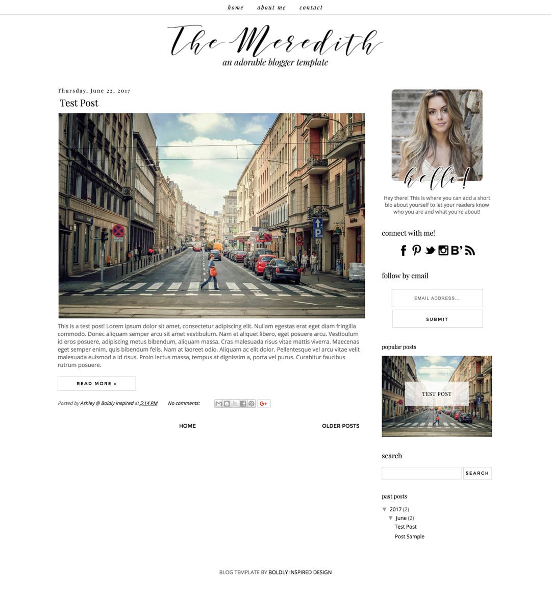 Blogger Template - Meredith, Blog Design Template, Blogger Theme ...