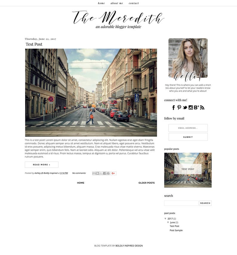 Blogger Template - Meredith, Blog Design Template, Blogger Theme ...