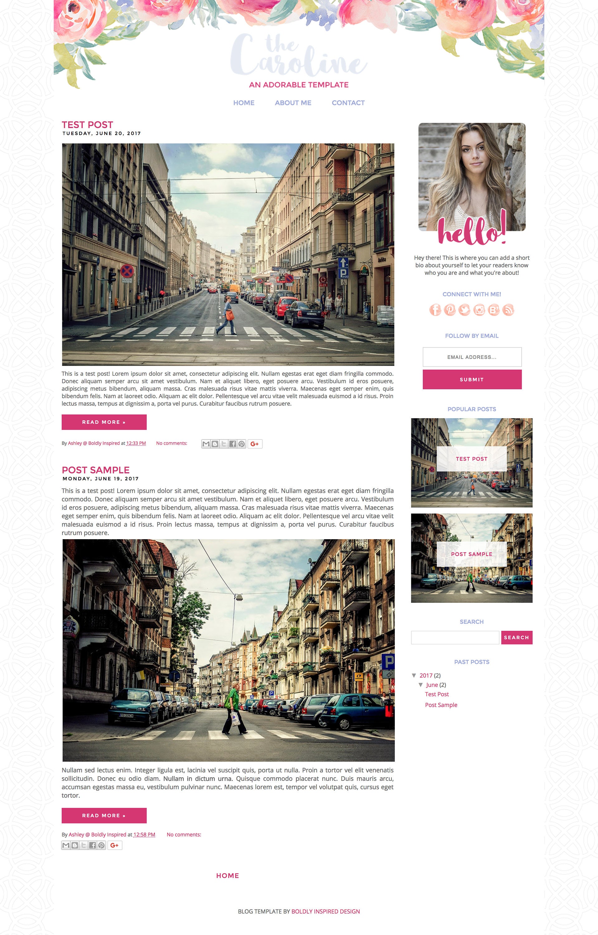 Blogger Template - Caroline, Blog Design Template, Blog Theme, Blogger ...