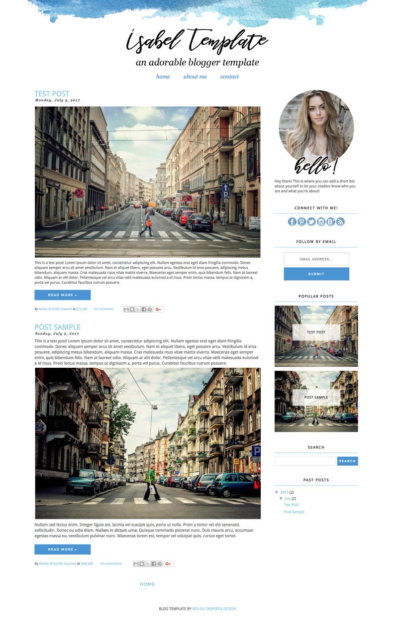 Blogger Template - Isabel, Blog Design Template, Blog Theme, Blogger ...