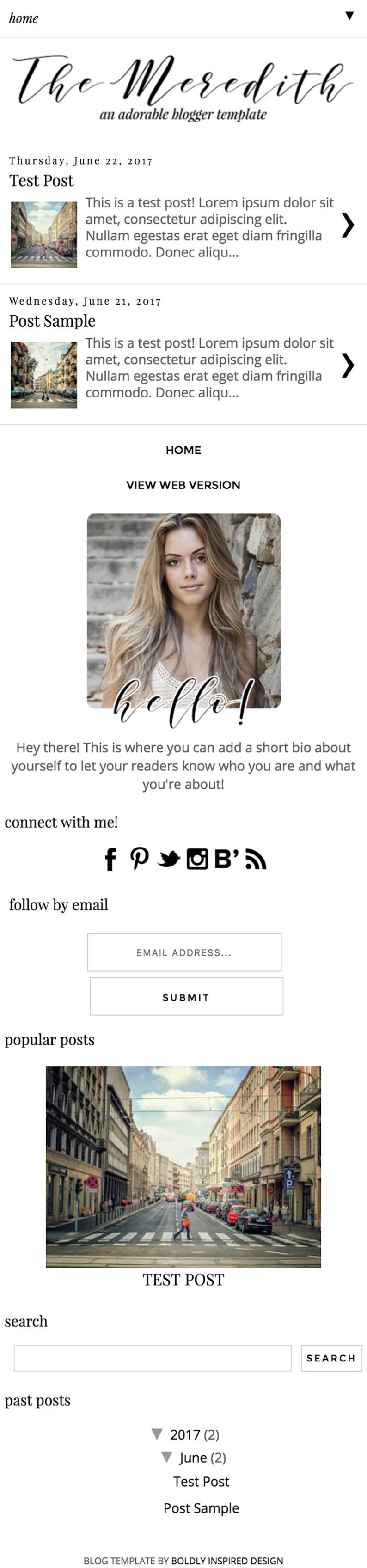 Blogger Template - Meredith, Blog Design Template, Blogger Theme ...