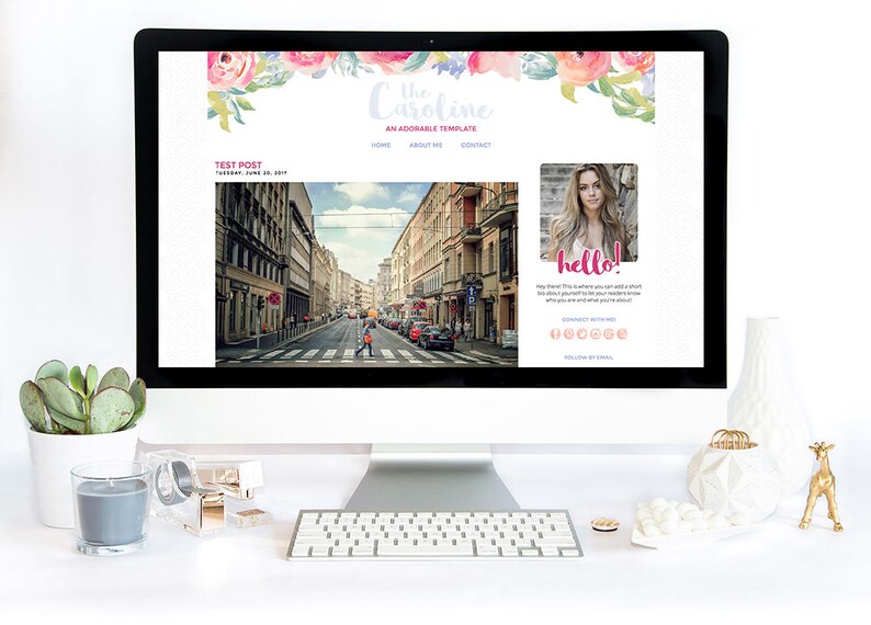 Blogger Template - Caroline, Blog Design Template, Blog Theme, Blogger ...