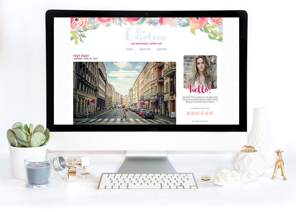Blogger Template - Caroline, Blog Design Template, Blog Theme, Blogger ...