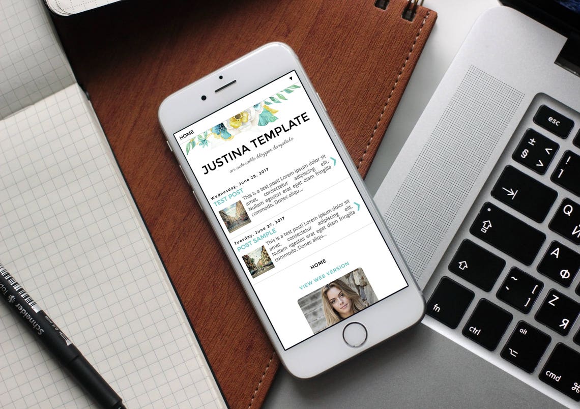 Blogger Template - Justina, Blog Design Template, Blogger Theme, Mobile ...