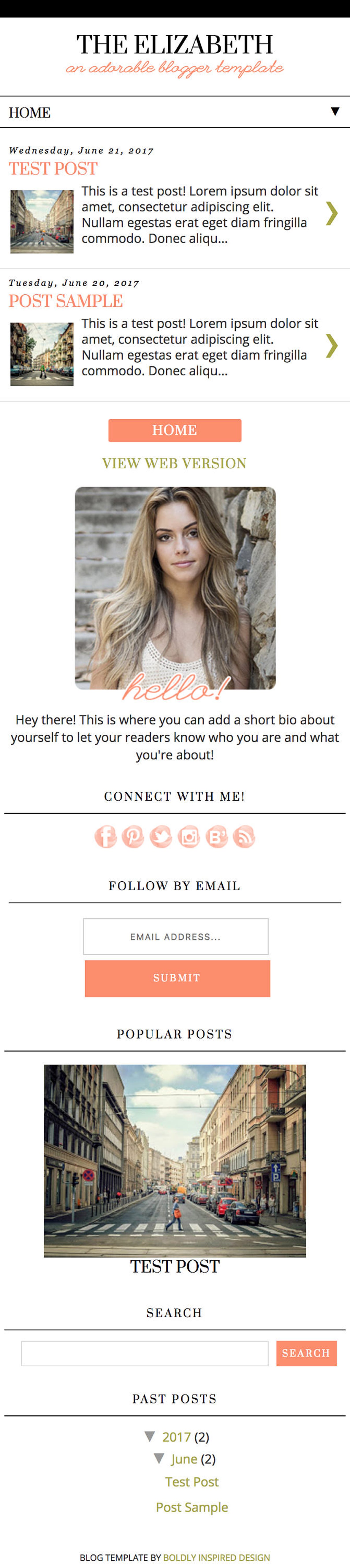 Blogger Template - Elizabeth, Blog Design Template, Blogger Theme ...