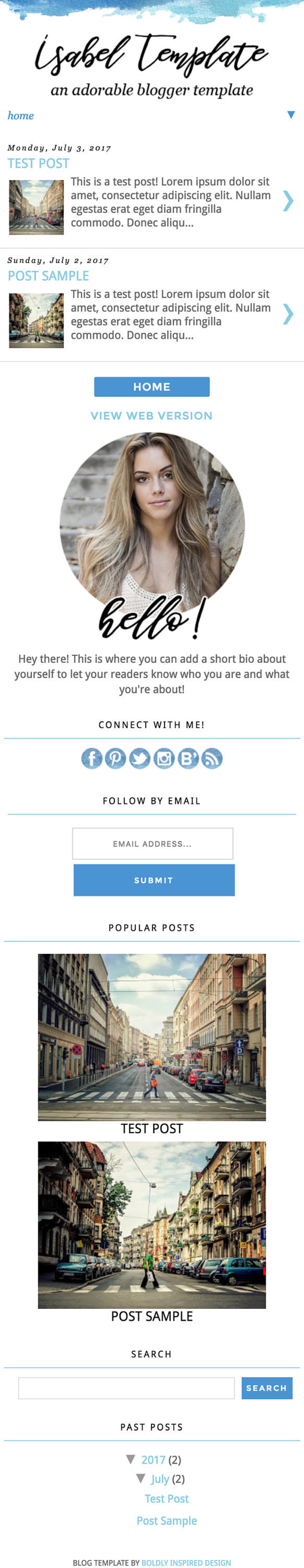 Blogger Template - Isabel, Blog Design Template, Blog Theme, Blogger ...