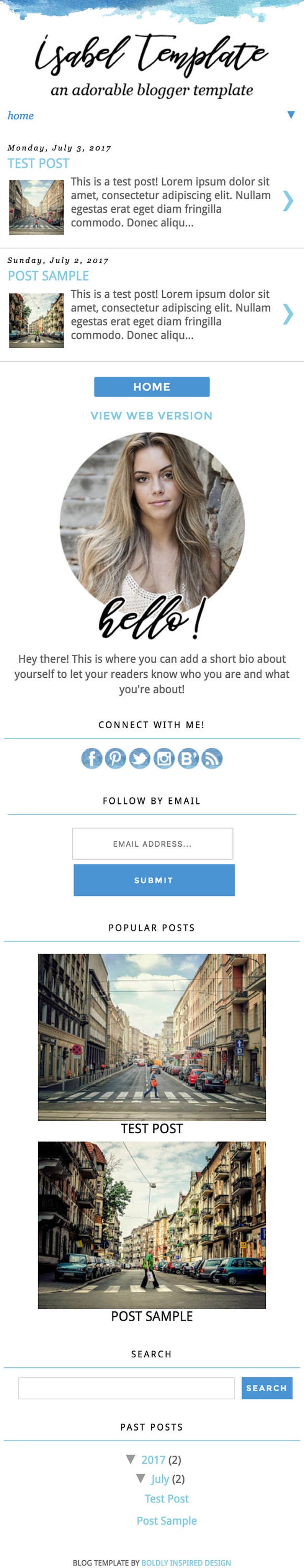 Blogger Template - Isabel, Blog Design Template, Blog Theme, Blogger ...