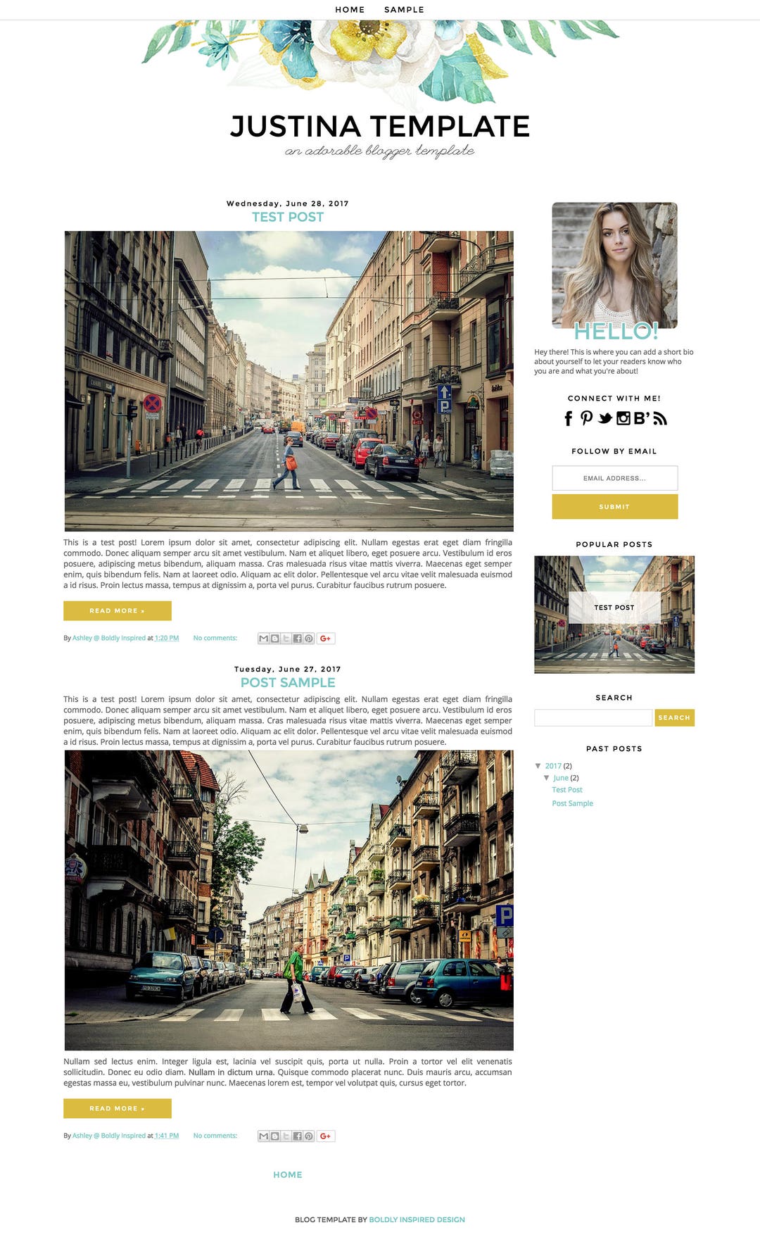 Blogger Template - Justina, Blog Design Template, Blogger Theme, Mobile ...