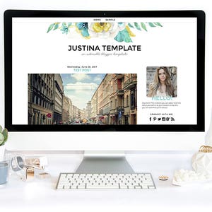 Blogger Template - Justina, Blog Design Template, Blogger Theme, Mobile ...