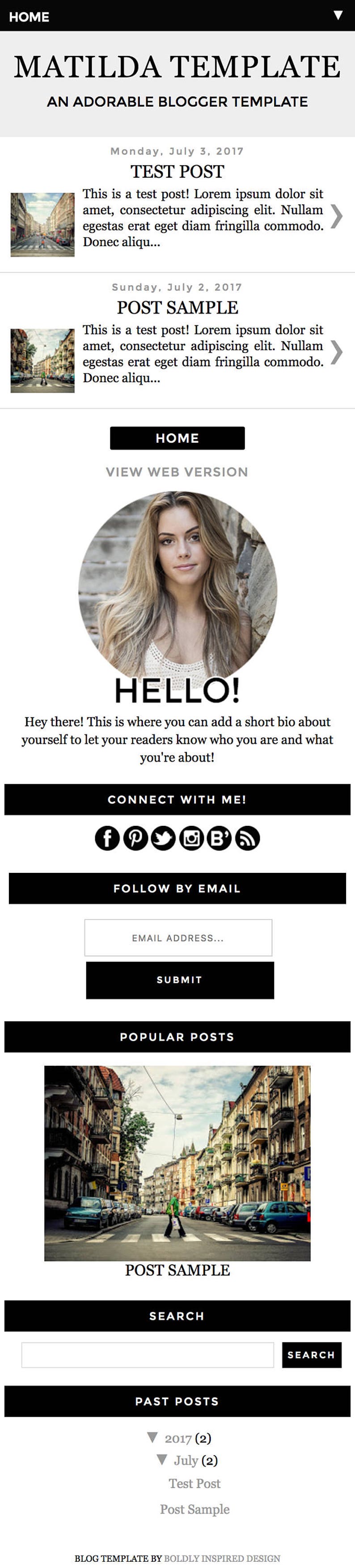 Blogger Template - Matilda, Blog Design Template, Blogger Theme, Mobile ...