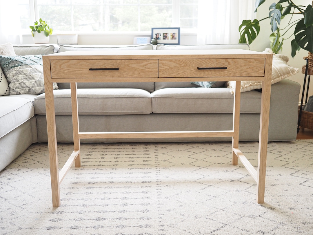 White Oak Two Drawer Modern Desk - Etsy