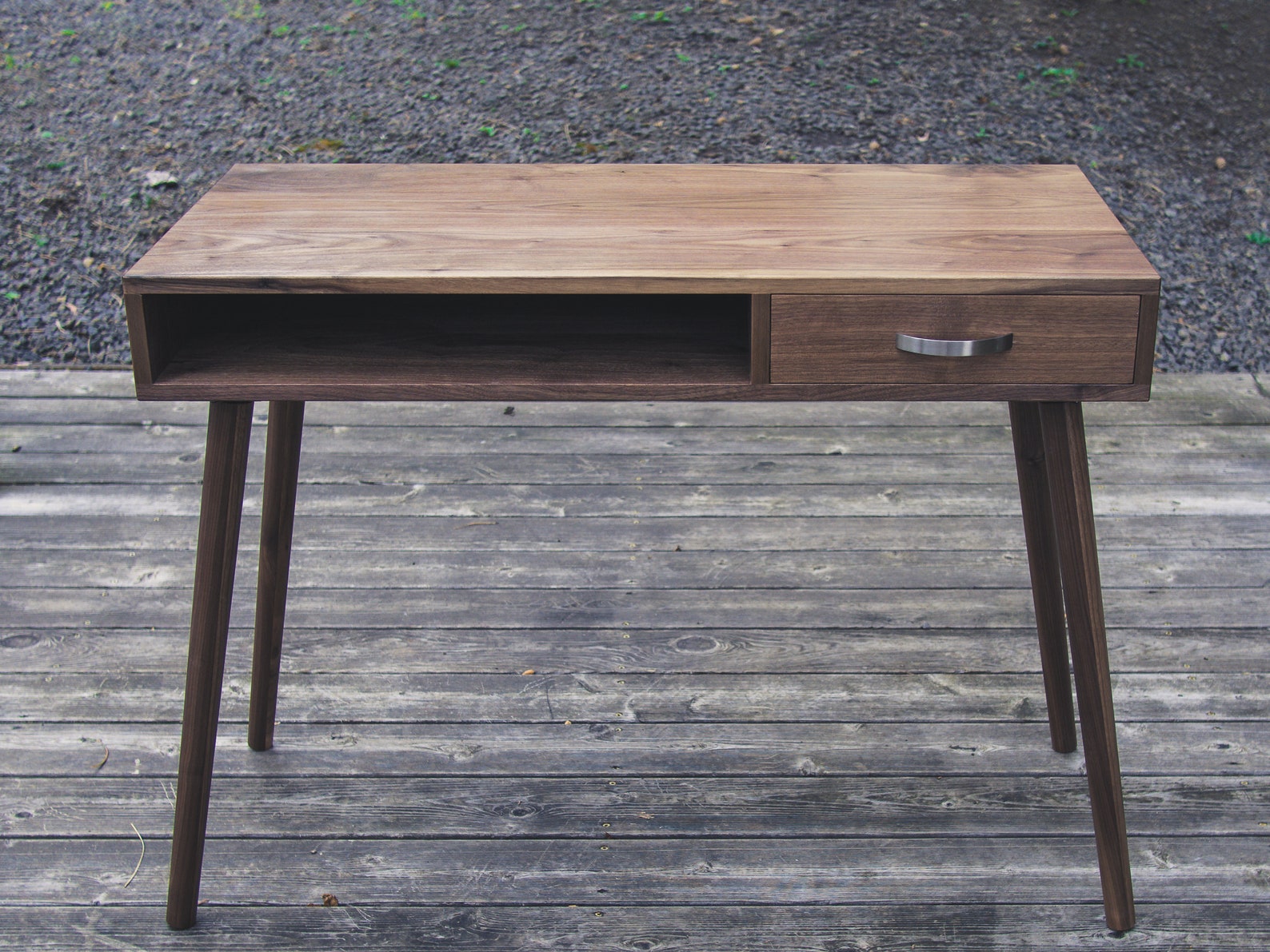 Solid Walnut Desk Office Desk Mid Century Modern - Etsy