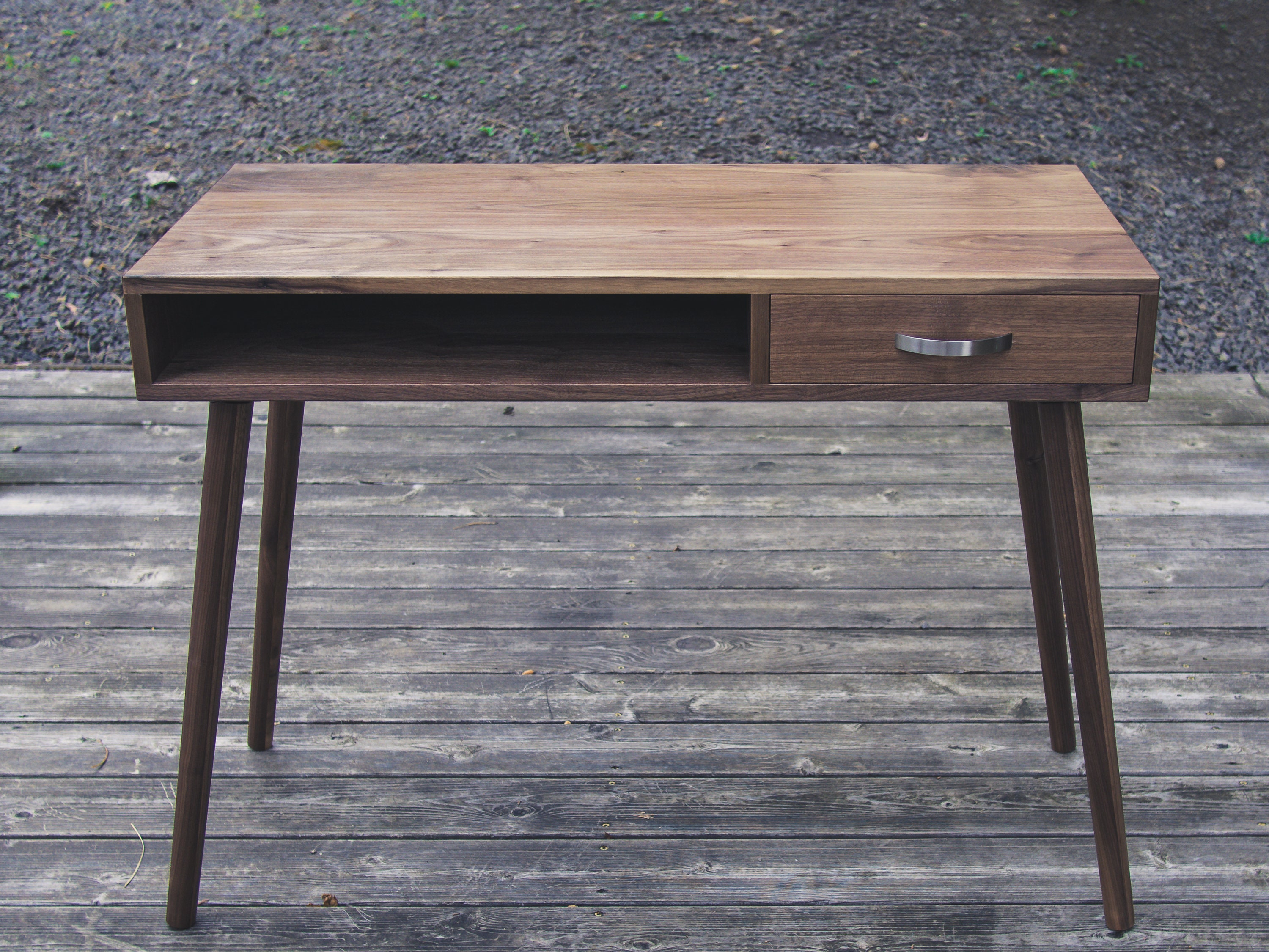 Solid Walnut Desk Office Desk Mid Century Modern - Etsy