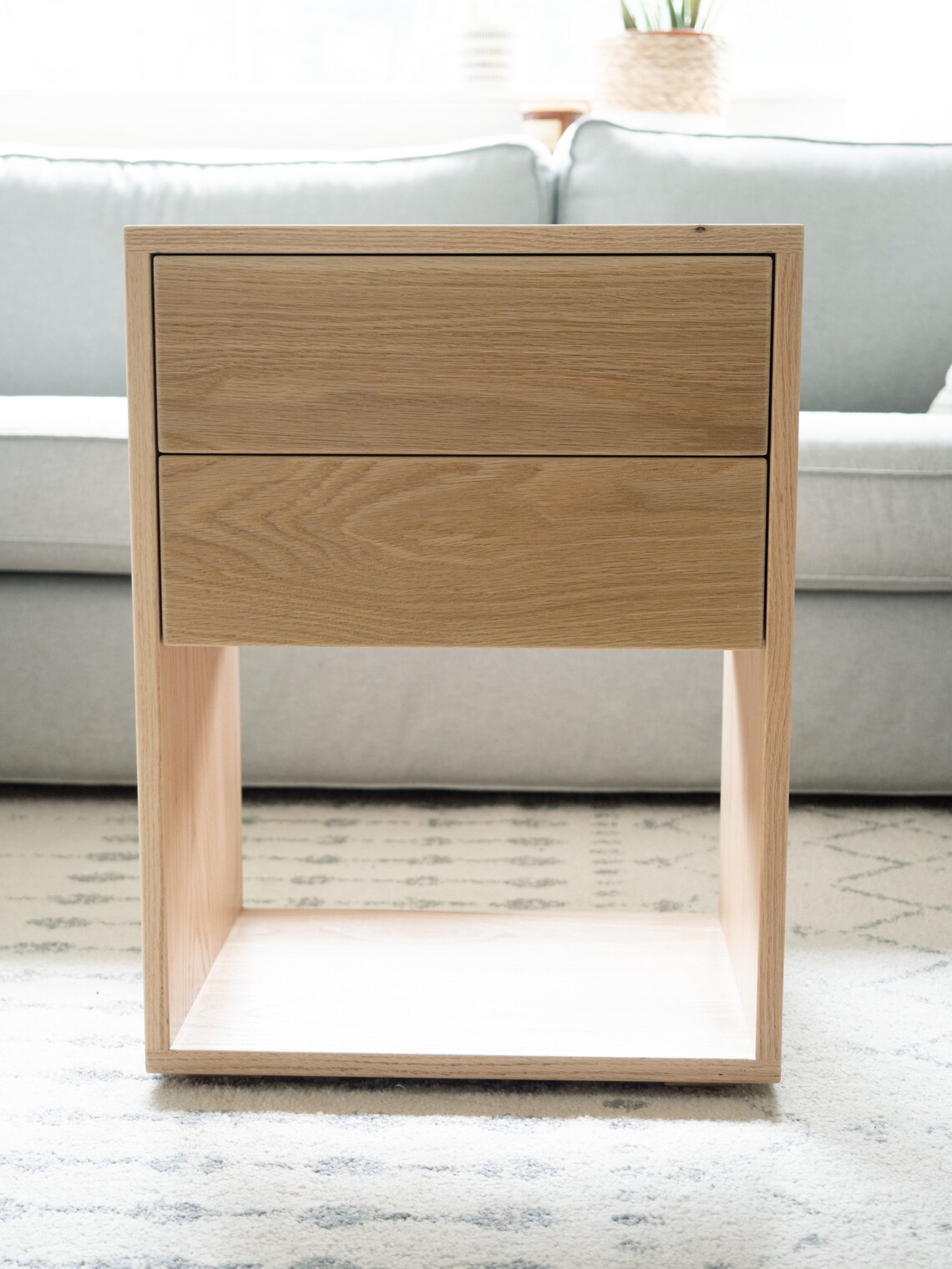 Modern Oak Double Drawered Night Stand - Etsy
