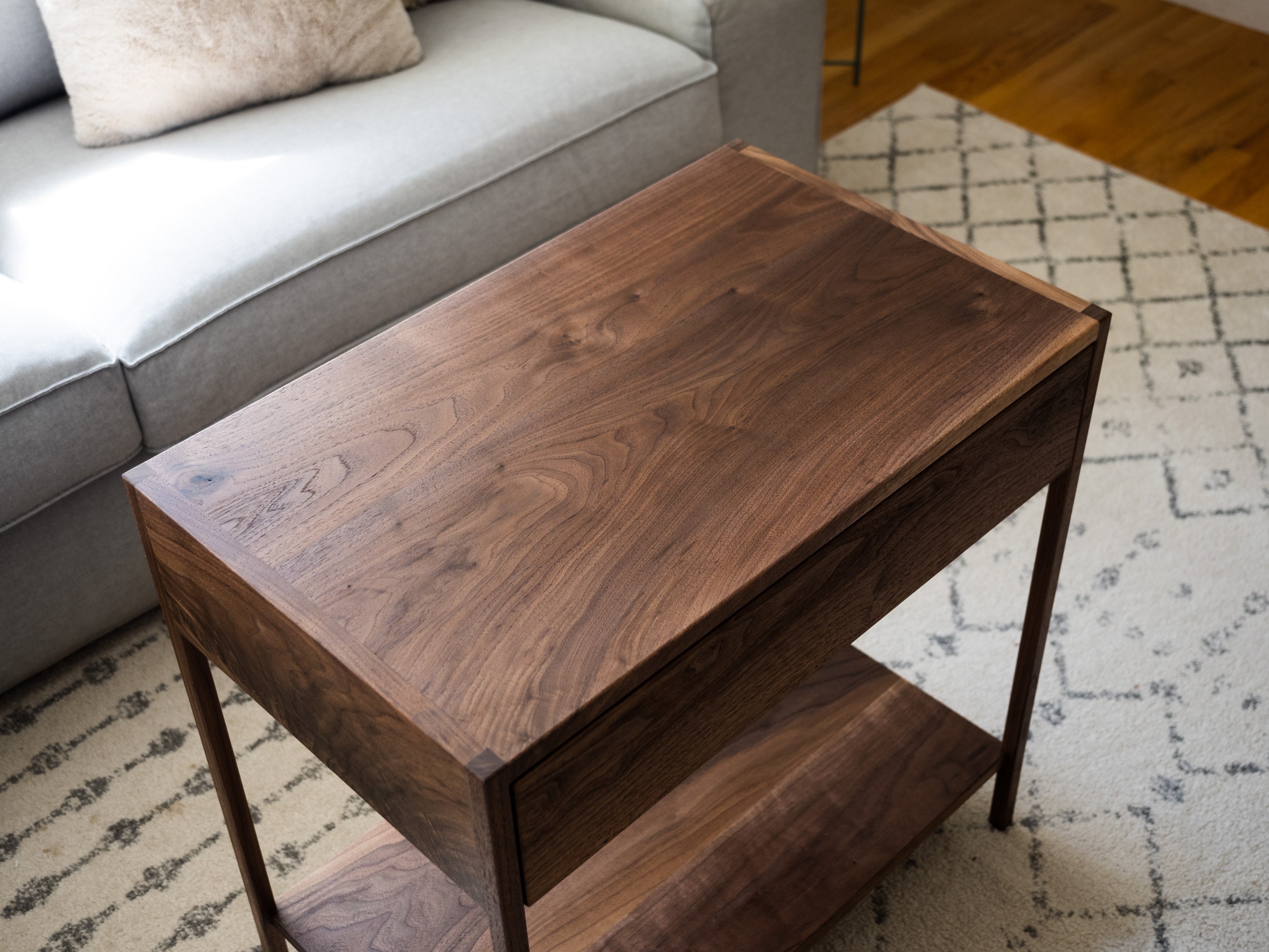 Modern Walnut Bedside Table and Nightstand | Etsy