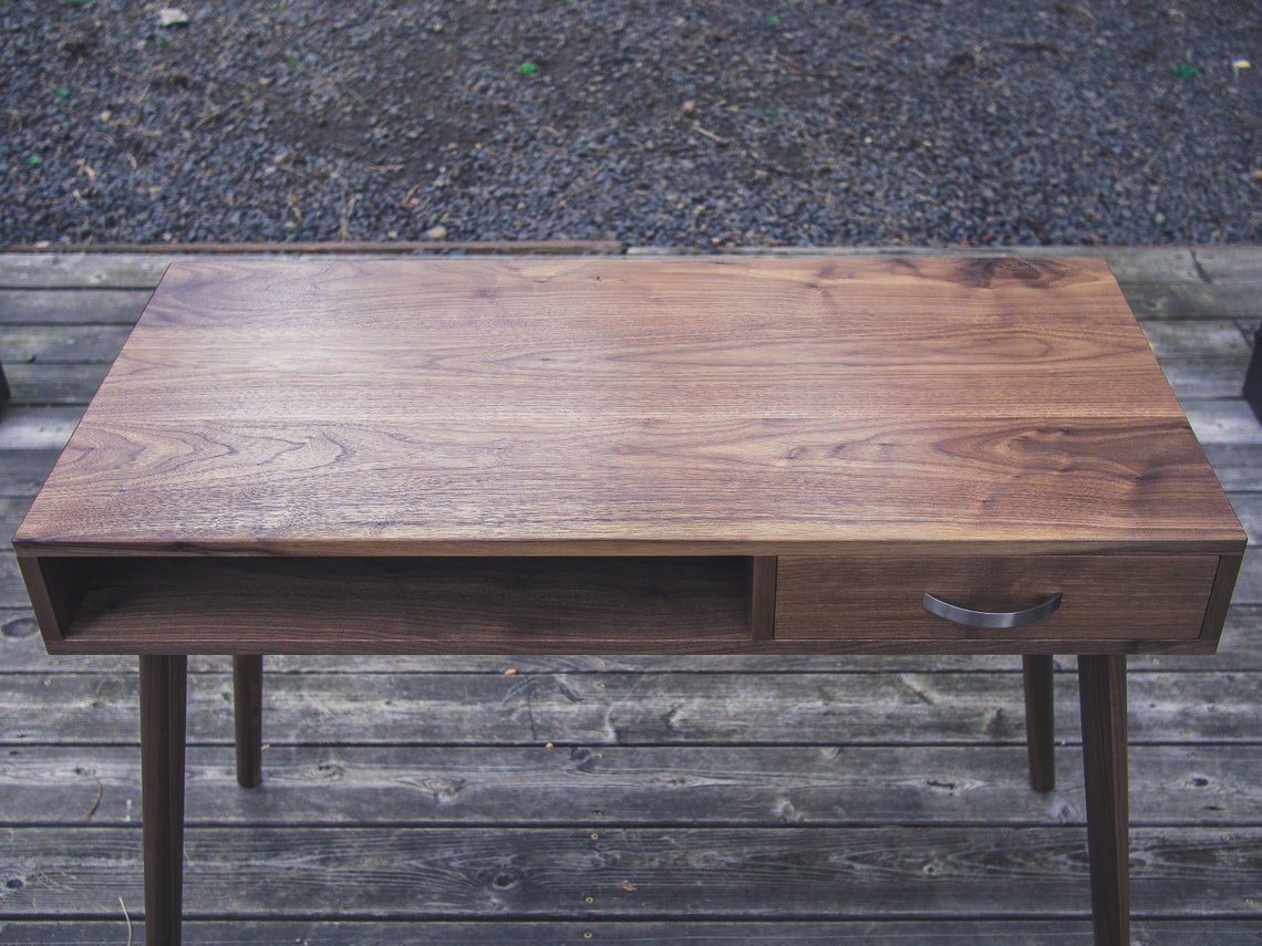 Solid Walnut Desk Office Desk Mid Century Modern - Etsy