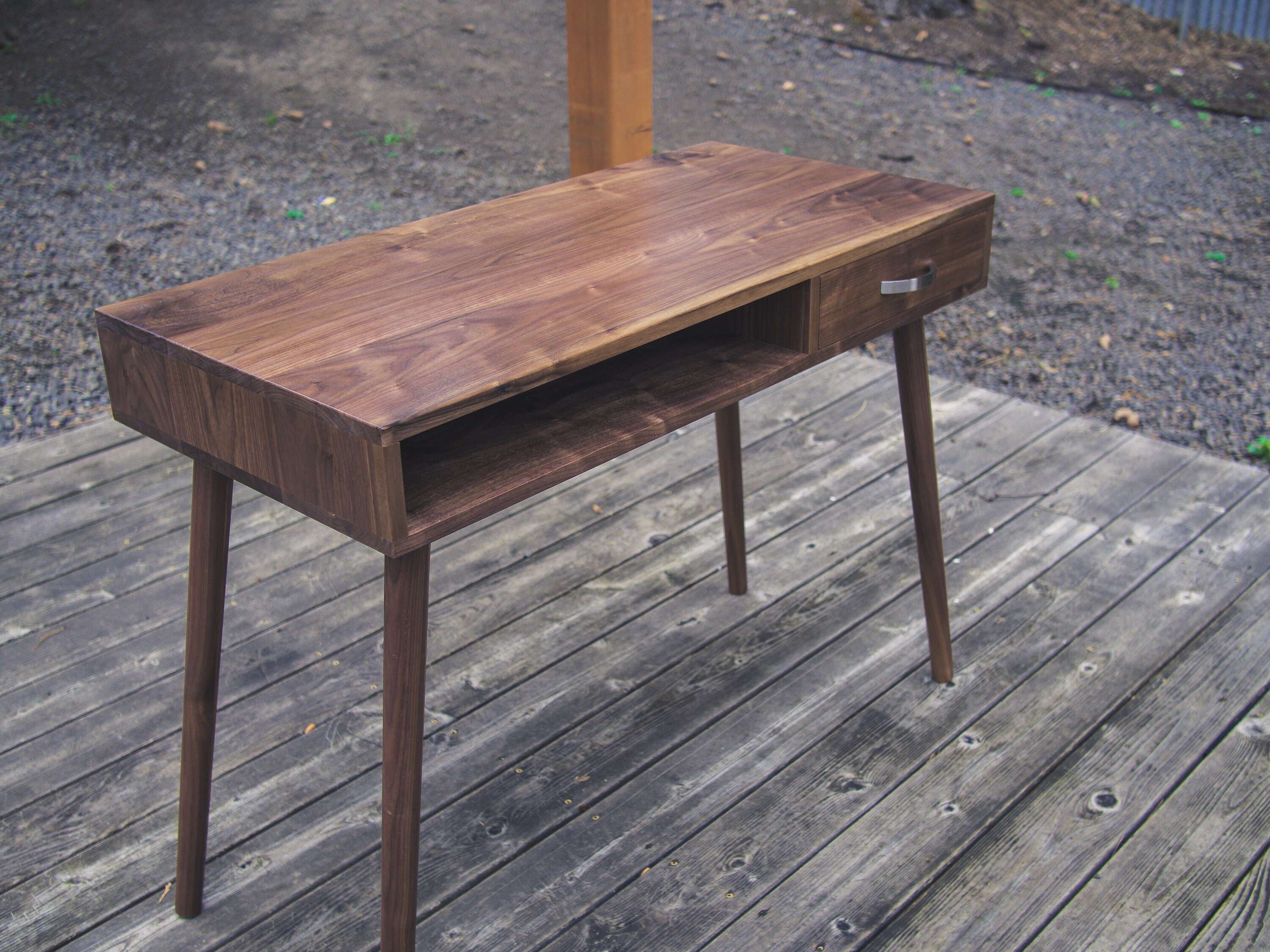 Solid Walnut Desk Office Desk Mid Century Modern - Etsy