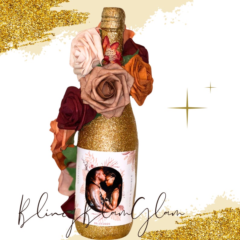 Designer Blinged Spiked Floral Champagne Liquor Bottle, Wedding ...