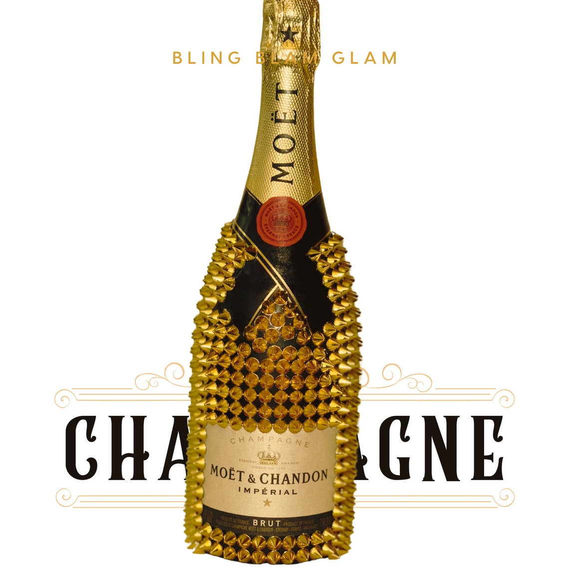 Designer Blinged Spiked Floral Champagne Liquor Bottle, Wedding ...