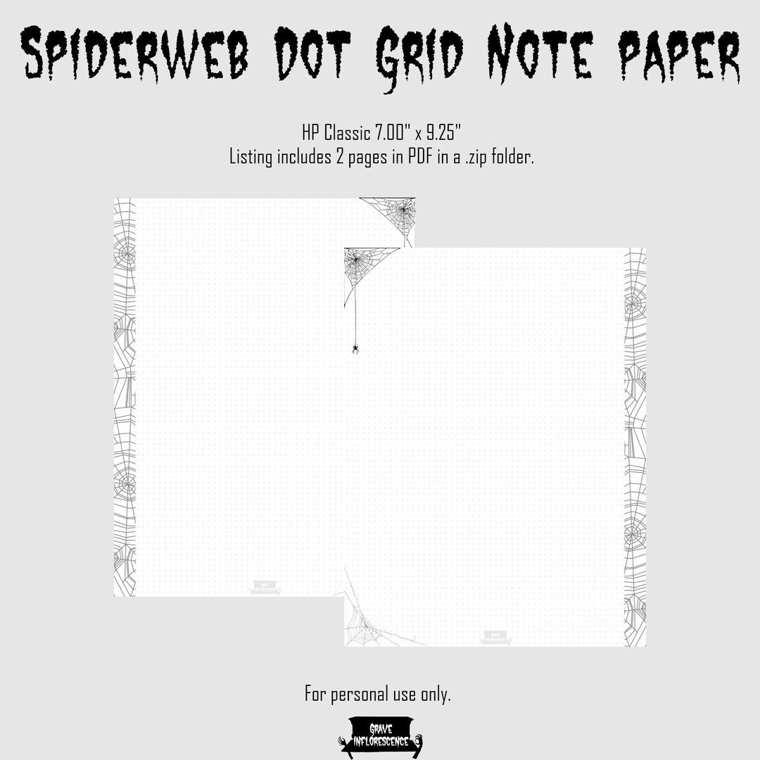 HP Classic Printable » Goth Spiderweb Dot Grid Note Paper « - Etsy